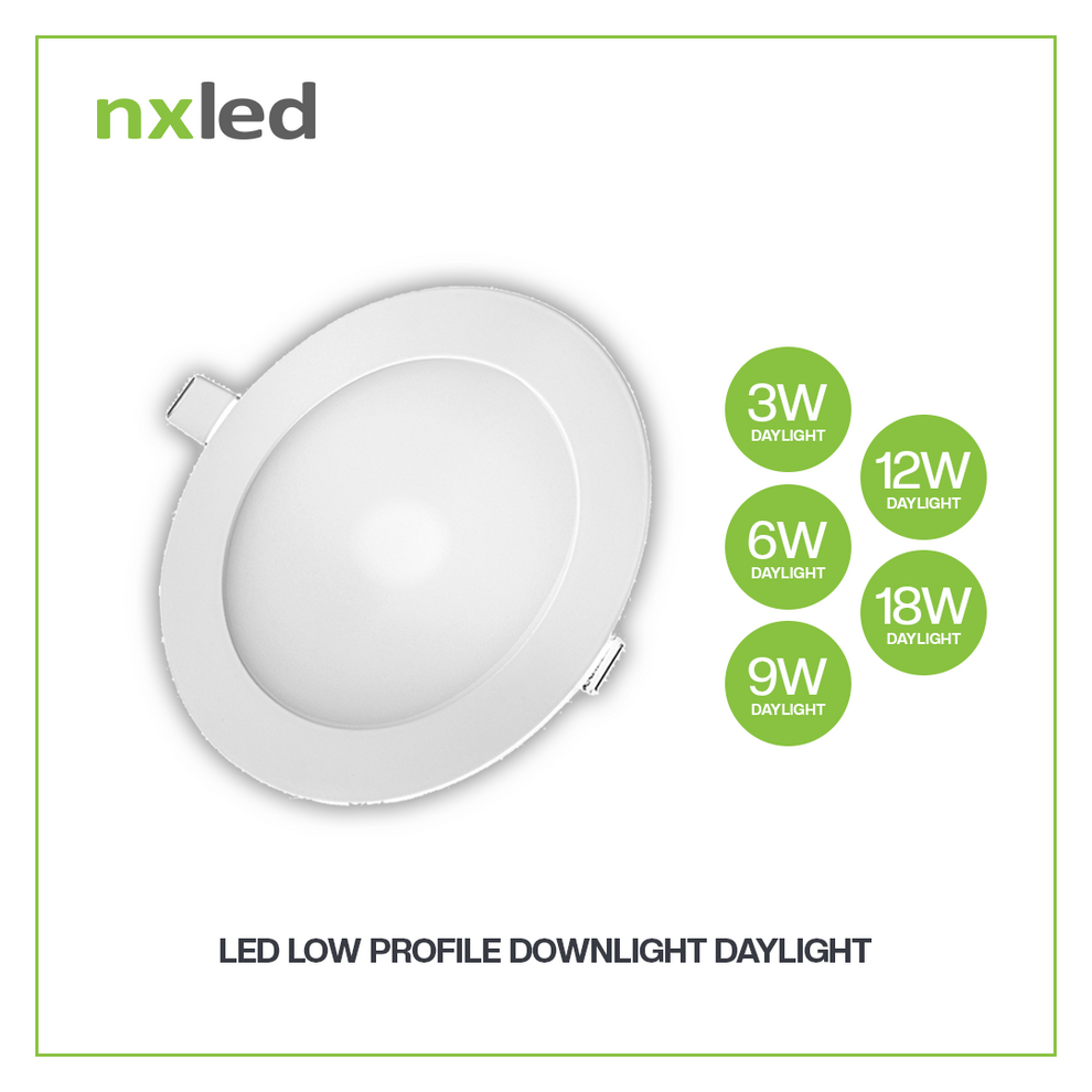 NxLed Round LED Low Profile Downlight 12W White (ANX-LPR12D) / (ANX-LP ...
